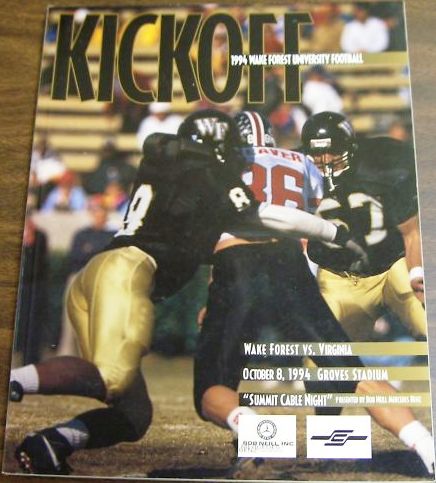 Virginia Cavaliers Football - Game Day Programs, 1990-1999